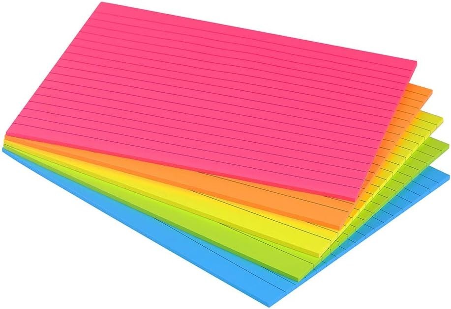 Lined Sticky Notes 6X8 in Bright Ruled Post Stickies Colorful Super ...