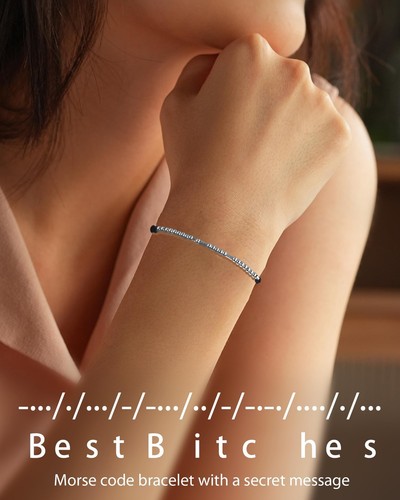 Valentines Day Gifts for Friends Best Bitches Morse Code Bracelets for Women Fri | eBay