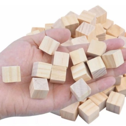 100Pcs Unfinished Wooden Square Blocks Wood Cubes for Woodwork Crafts ...