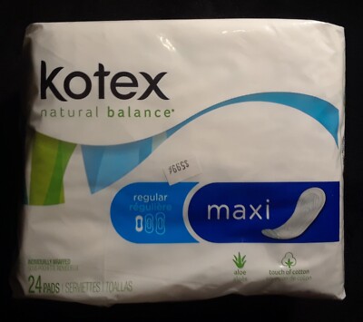 Vintage 2010 Kotex Natural Balance Regular Maxi Pads No Wings Sealed ...