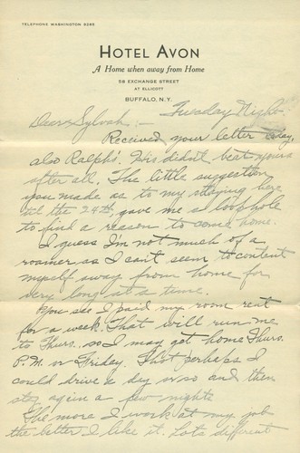 Hotel Avon Buffalo NY Letterhead Handwritten Letter 58 Exchange Street ...