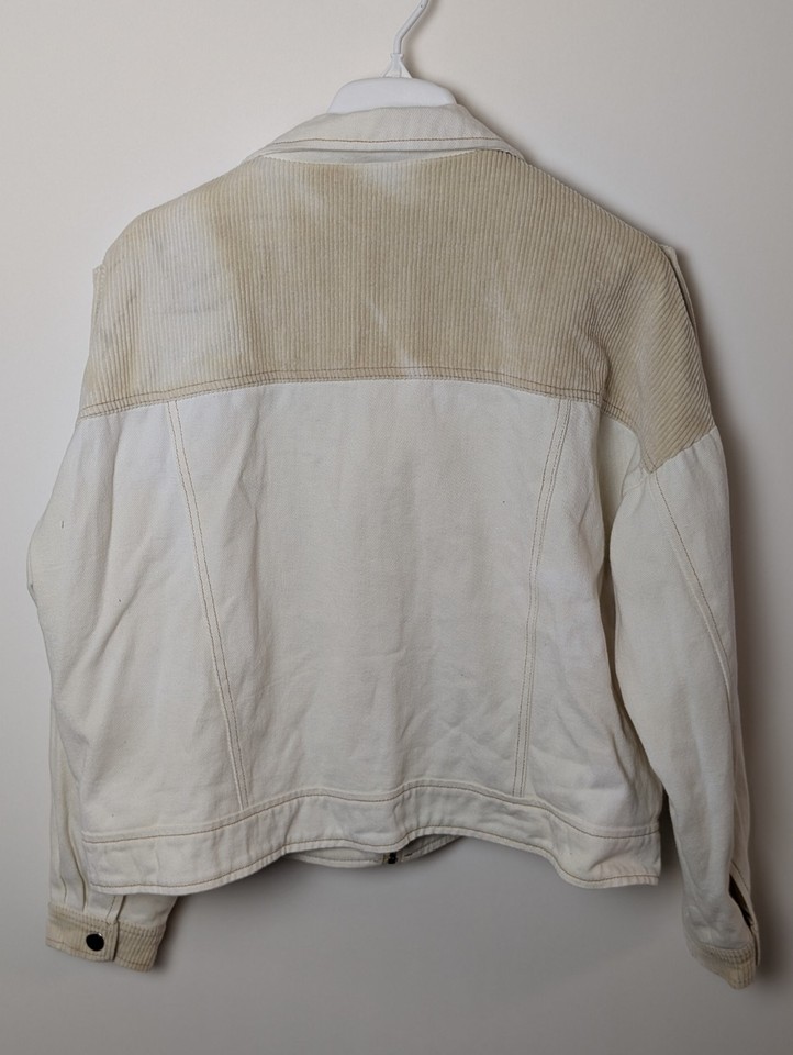 Princess Polly Beige Corduroy Jacket Zip Front Utility Pockets Epaulet ...