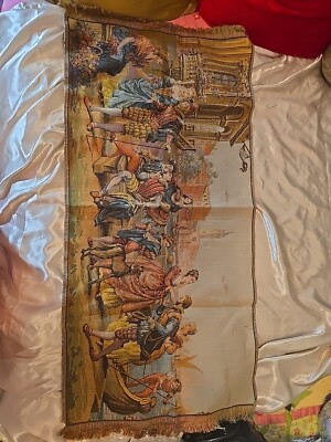 VTG Baroque/17th Century Style Belgian Tapestry People By River Bank 40 ...