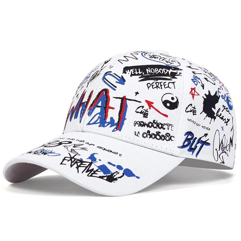 Unisex Graffiti Print Cotton Baseball Cap Adjustable Casual Summer Hats ...