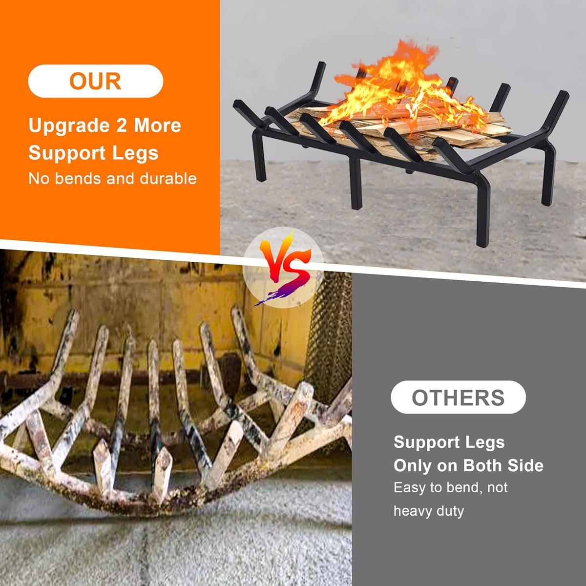 Fire Pit Rack Indoor Fire Pit 20" Heavy Duty Fire Pit Grate 3/4"