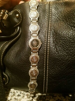 Gianni Versace Signature Medusa coin 10K white gold plated G10 Swiss ...