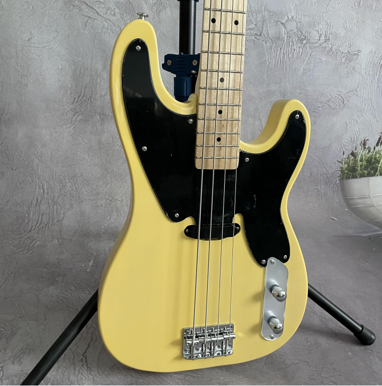 Custom Yellow 4-strings Electric Bass Guitar S-Pickups Strings Thru ...