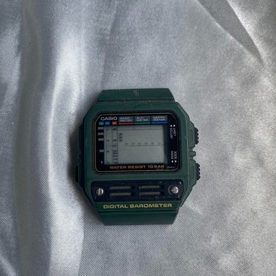 Casio Digital Barometer Bm-100Wj Green Operation not confirmed | eBay