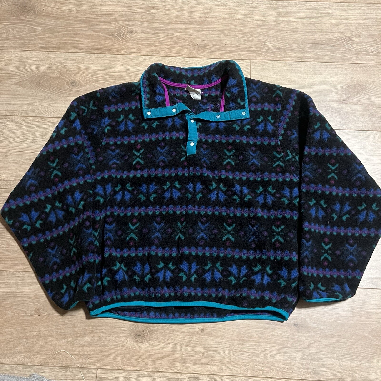 Vintage 80s 90s LL Bean Geometric Fleece Pullover Siz… - Gem