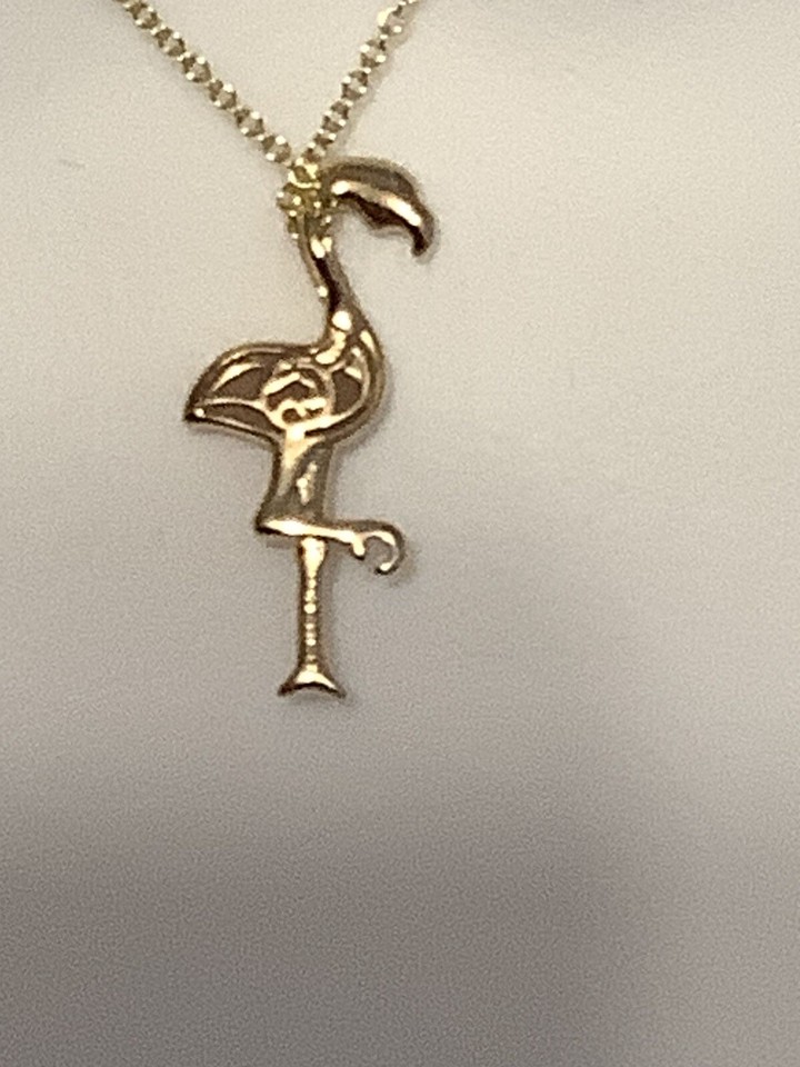 EFFY Safari 14K Yellow Gold Pink Opal Flamingo Pendant w Round Diamond ...