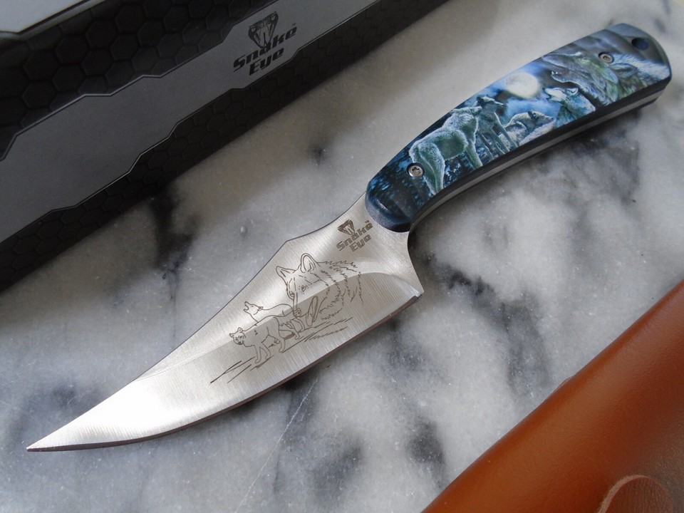 Snake Eye Wolf Sharp Finger Skinner Knife Full Tang Fixed Blade HK ...