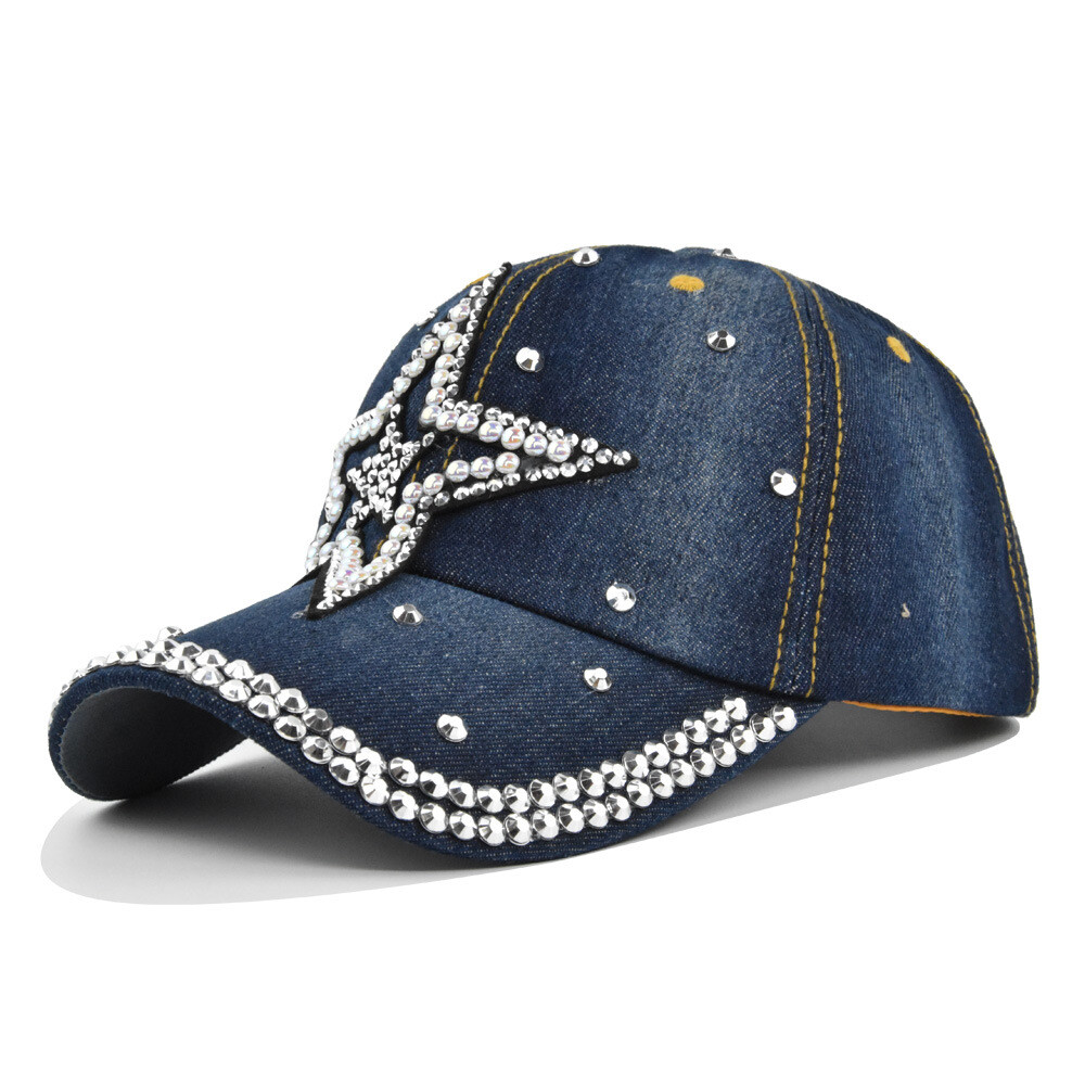 Casual Cowboy Velvet Baseball Cap With Heart-shaped Five-pointed Star ...
