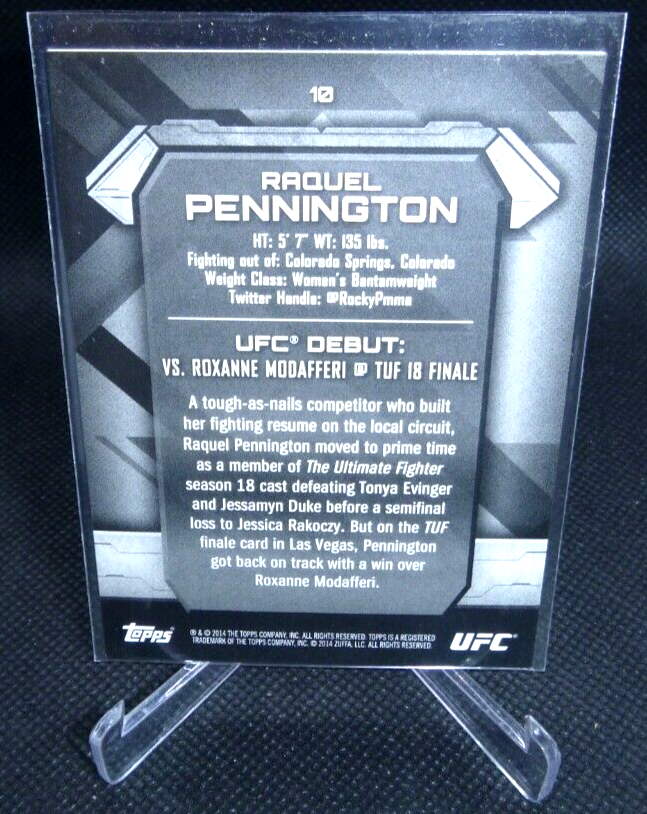 2014 Topps UFC Knockout Fighter Raquel Pennington Rookie Card #10 MMA ...