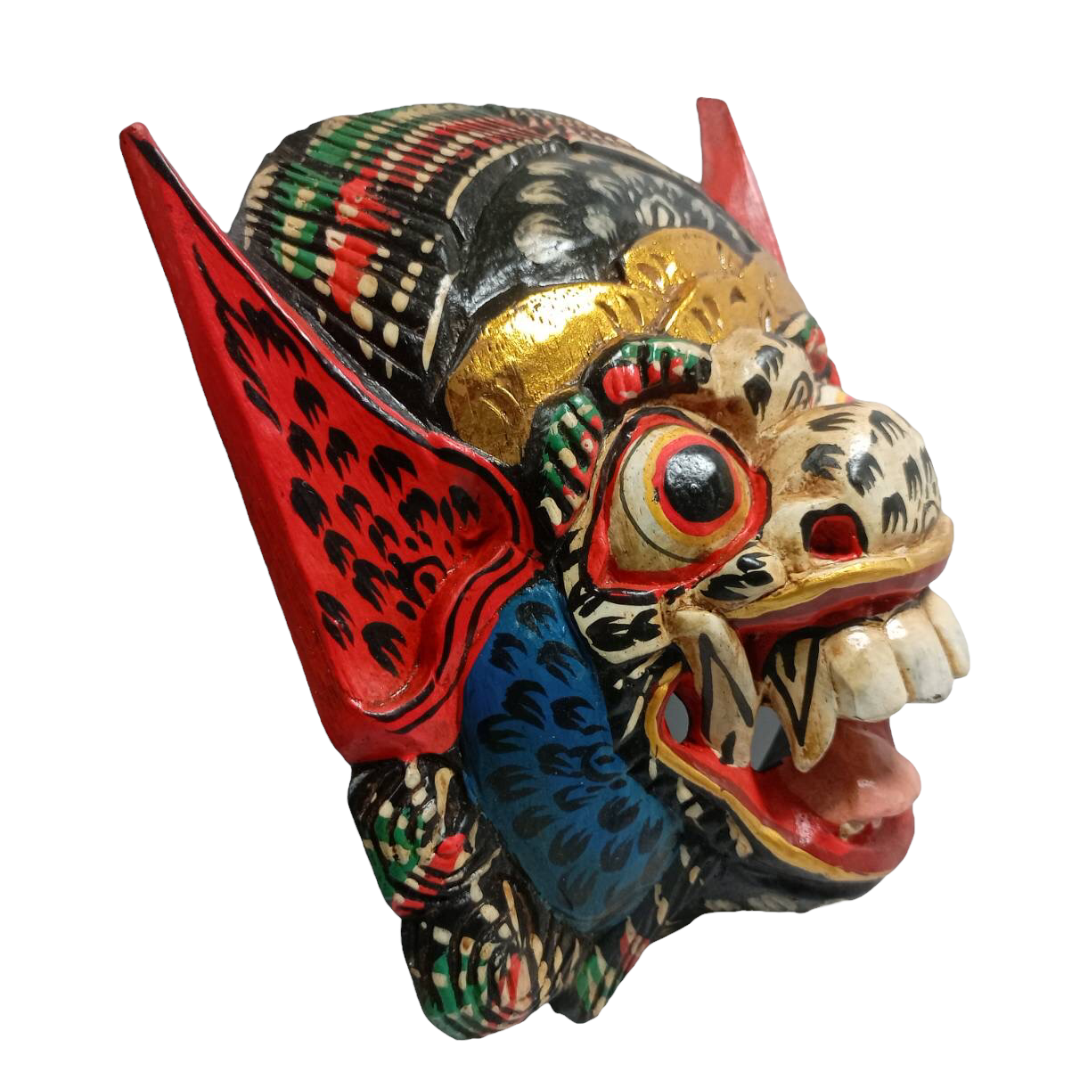 Balinese Wooden Mask Barong Tiger Indonesian Wall Hanging Rare Color 8. ...