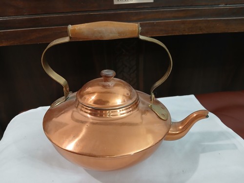 Vintage Copper Teapot Kettle with Wood Handle Made In Portugal - Small ...