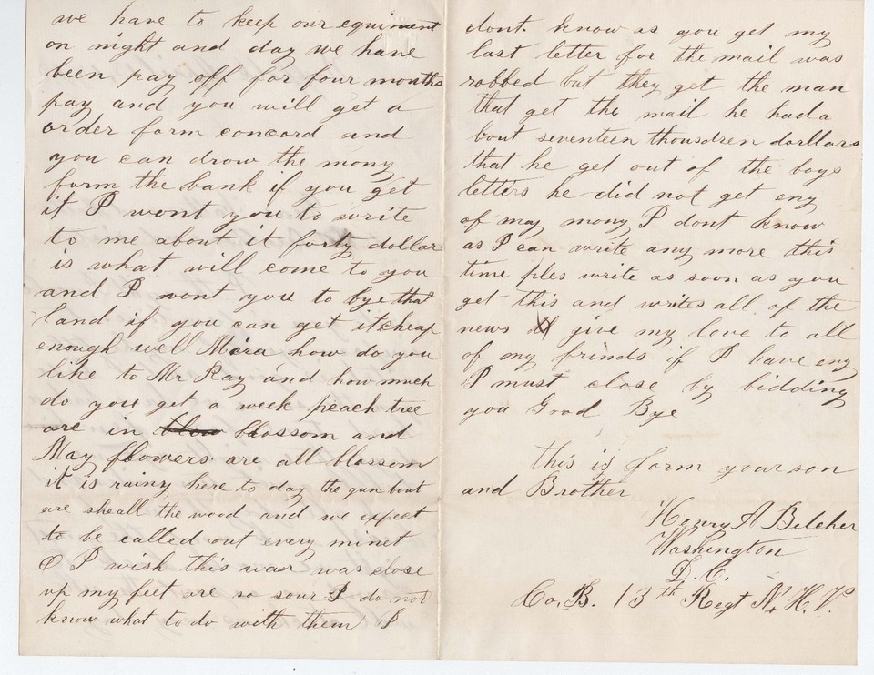 CIVIL WAR LETTER - 13th NH Infantry - Expects Rebel Attack at Suffolk ...