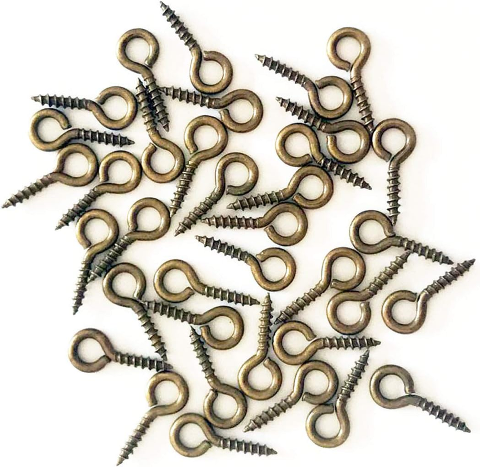 Small Screw Eyes Pin Hook Eyelets Screw Threaded Key Chain Hooks 10 X ...