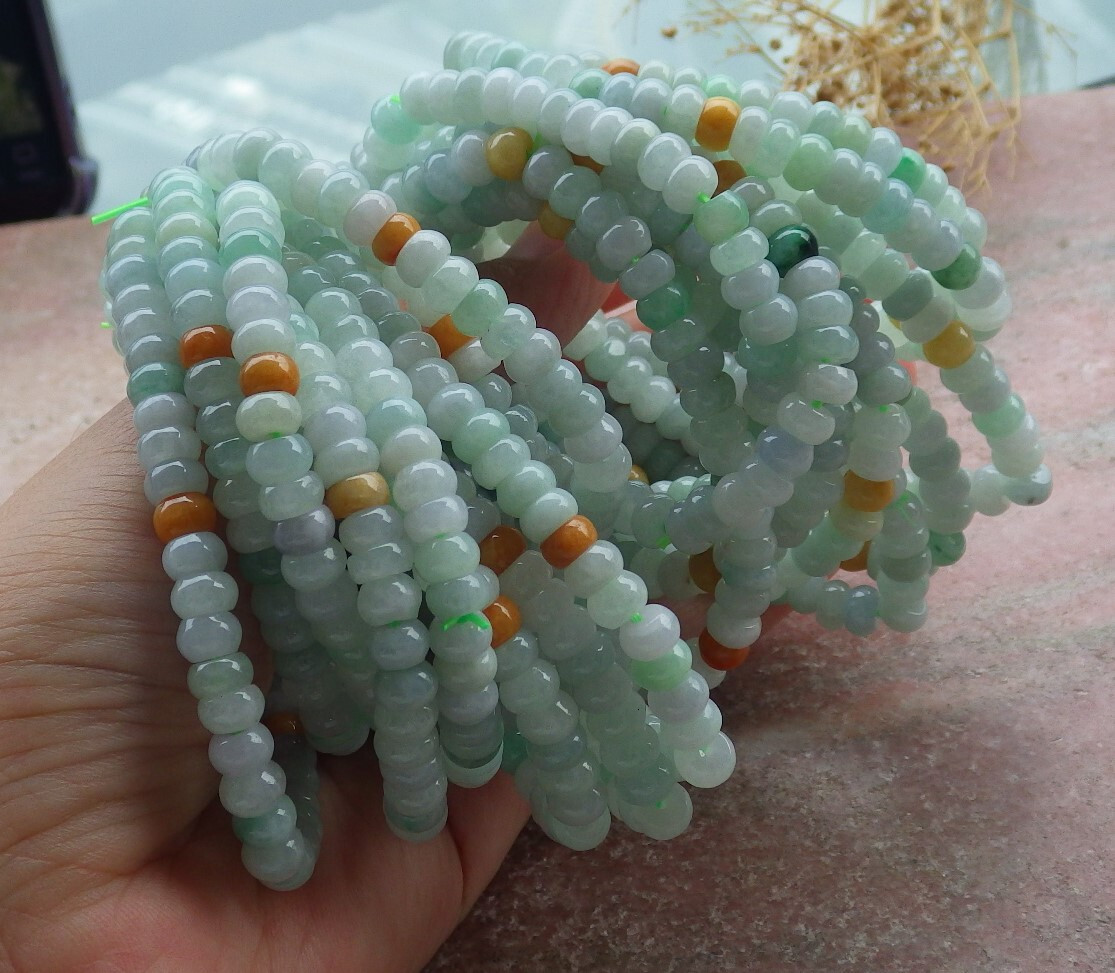 1 piece 3 Color Burma A JADE Jadeite Beads Bangle Bracelet 6 inches 手链 ...