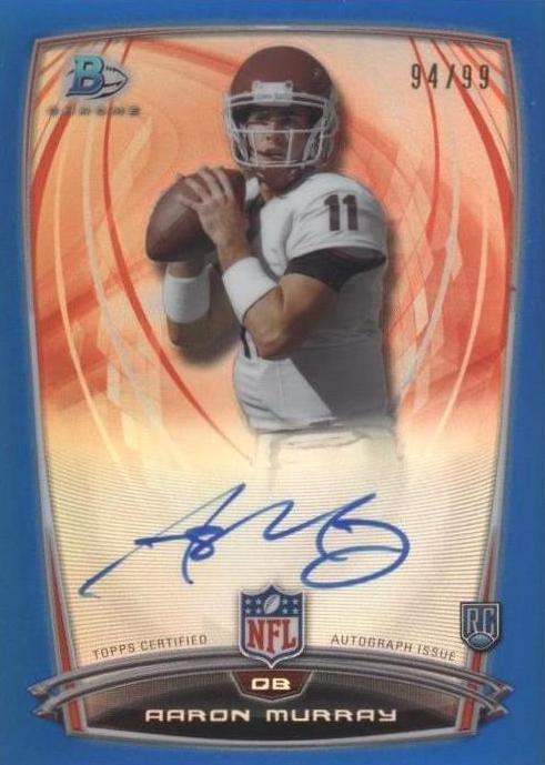 2014 Bowman - Rookie Chrome Refractor Autograph Aaron Murray #51 Blue ...