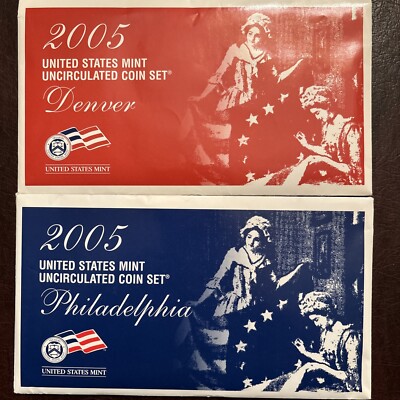 2005 Uncirculated Coin Set U.S Mint Phila & Denver Mints OGP 20 coins ...
