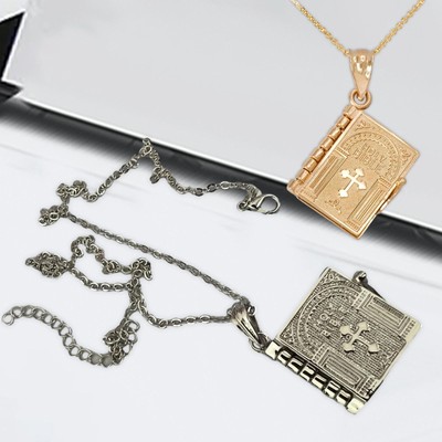 Bible Necklace for Men Women Punk Christian Bible Charm Necklace ...
