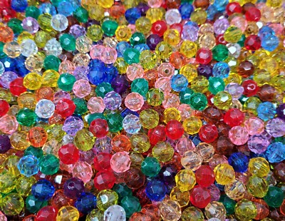 Lot of 500 pcs 8mm Assorted Colors Round Crystal Faceted Plastic Craft ...