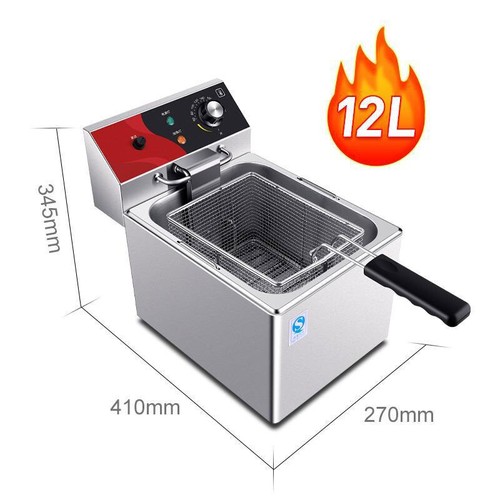 Stainless Steel Large Single-cylinder Fryer 12L Electric Deep Fryer ...