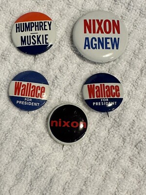 Political Presidential Campaign Pins Nixon, Humphrey, Wallace, Agnew | eBay