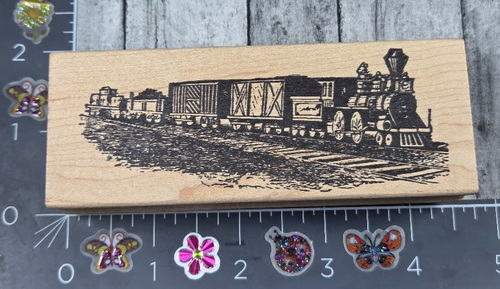 Double D Train Locomotive Engine Detailed H2377 1999 Rubber Stamp Wood ...