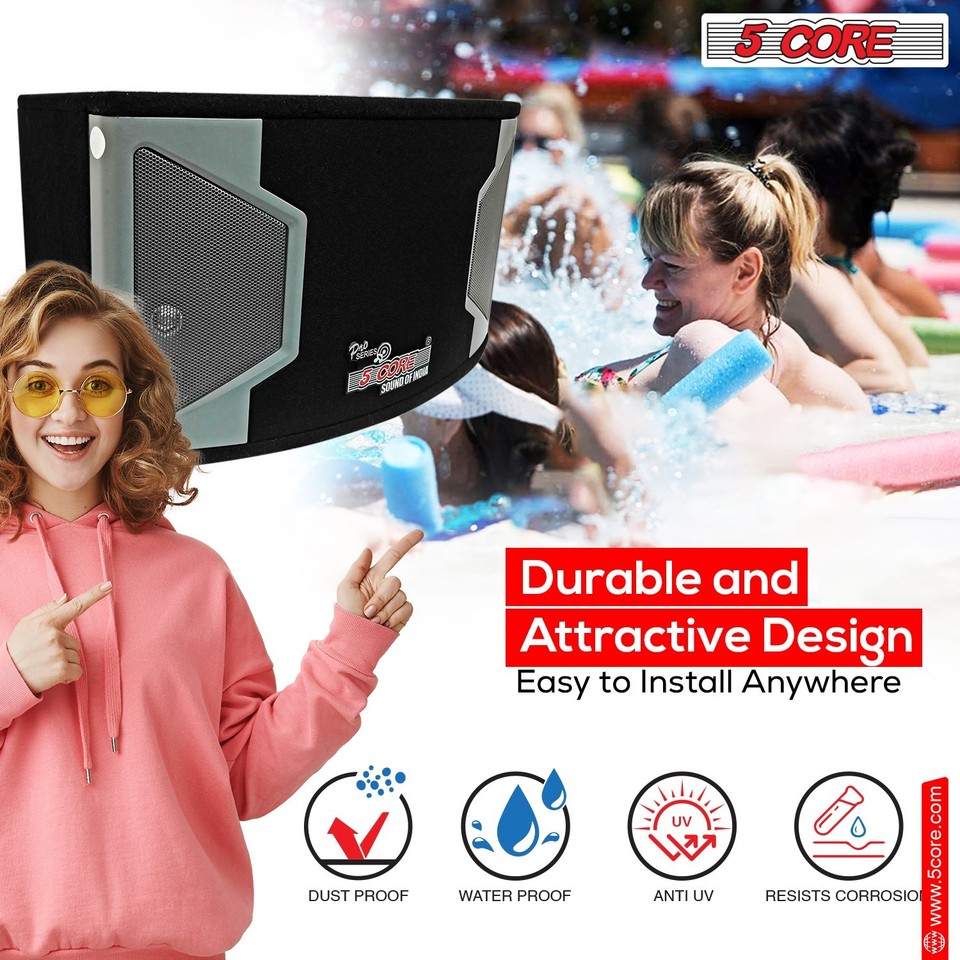 5Core Outdoor Speakers Stereo In Wall 800W Passive Wired Waterproof ...