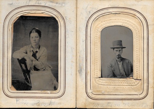 A tiny Antique Photo Album of 11 Tintype Studio Portraits from over 100 ...