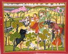 INDIAN MINIATURE PAINTING KOTA STYLE HUNTING SCENE FINE DECORATION RARE ...