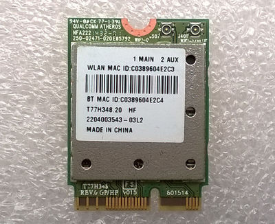 Atheros QCNFA222 AR5BWB222 2.4GHz/5GHz 802.11ABGN PCIE Bluetooth 4.0 ...