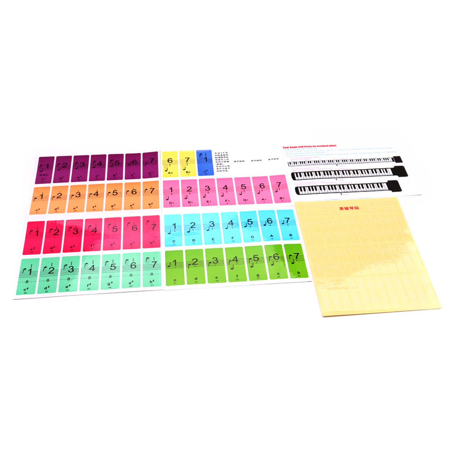 Piano Keyboard Keys Stickers for Beginners for 88/61/54 Keys Piano New ...