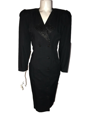 NWT VTG TAURUS NITES Formal Cocktail Evening Black Dress Beaded Size 10 ...