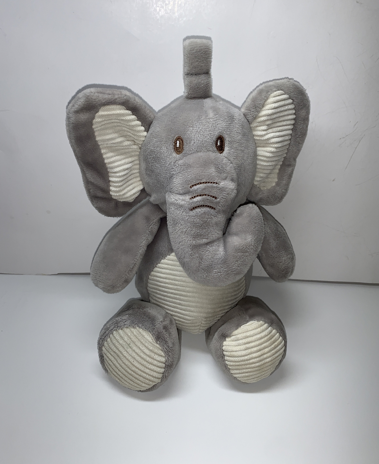 Kellytoy Gray Elephant Crinkle Corduroy Ear Rattle Plush 11 Inch ...