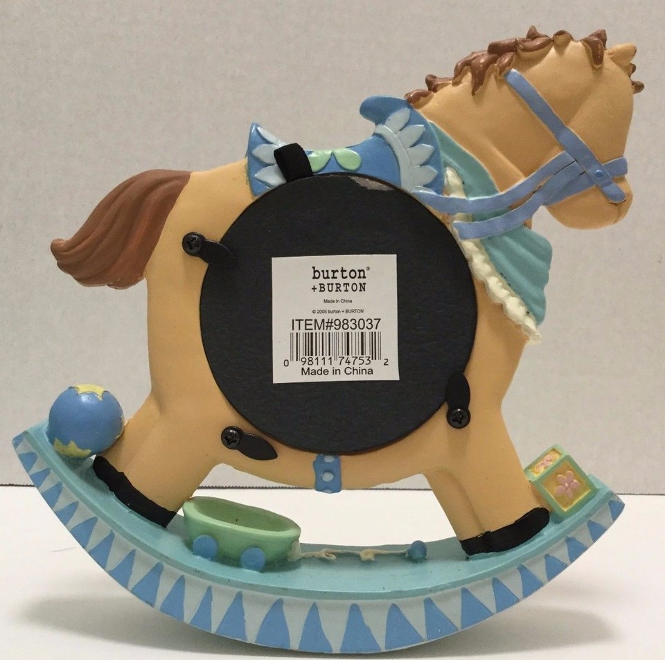 Baby Picture Frame Rocking Horse Burton Home Baby Blue Frame 7x7 ...