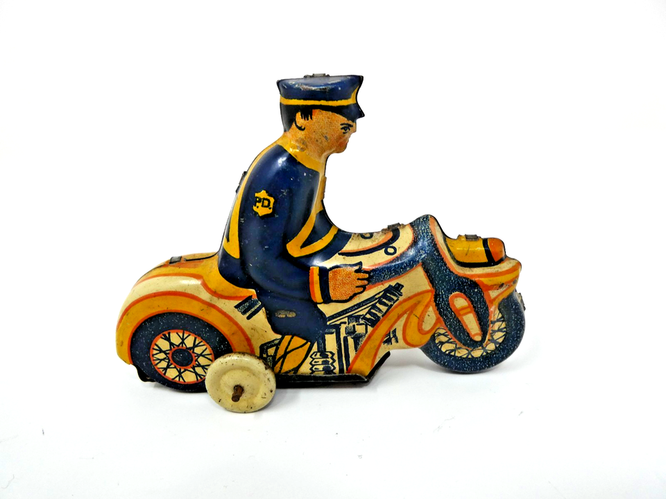VTG 1930's LOUIS MARX MYSTIC TRICKY POLICE MOTORCYCLE TIN WIND-UP TOY ...