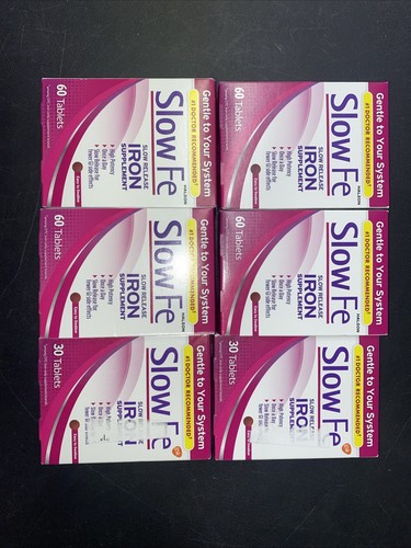 300 Pill Slow Fe Iron Supplement 45mg 6 Boxes Exp 8/26-5/27 4x60p ...