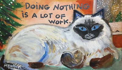 Himalayan Cat Original Watercolor By MBollen Quotes Meme Funny Art | eBay