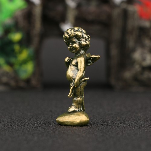 Solid Brass Cupid Figurine Small Cupid Statue House Office Desktop ...