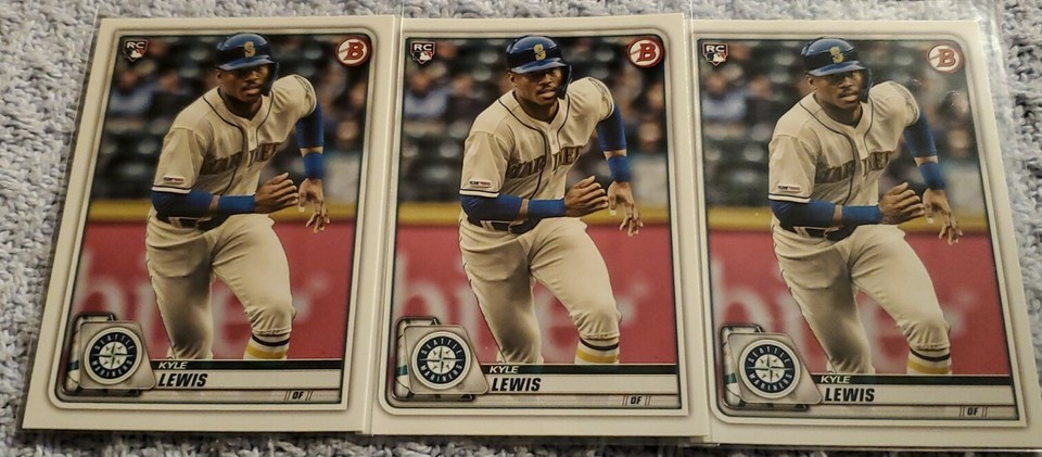 2020 Bowman Chrome Kyle Lewis Rookie Card Lot (3) + Paper(8) RC Seattle ...
