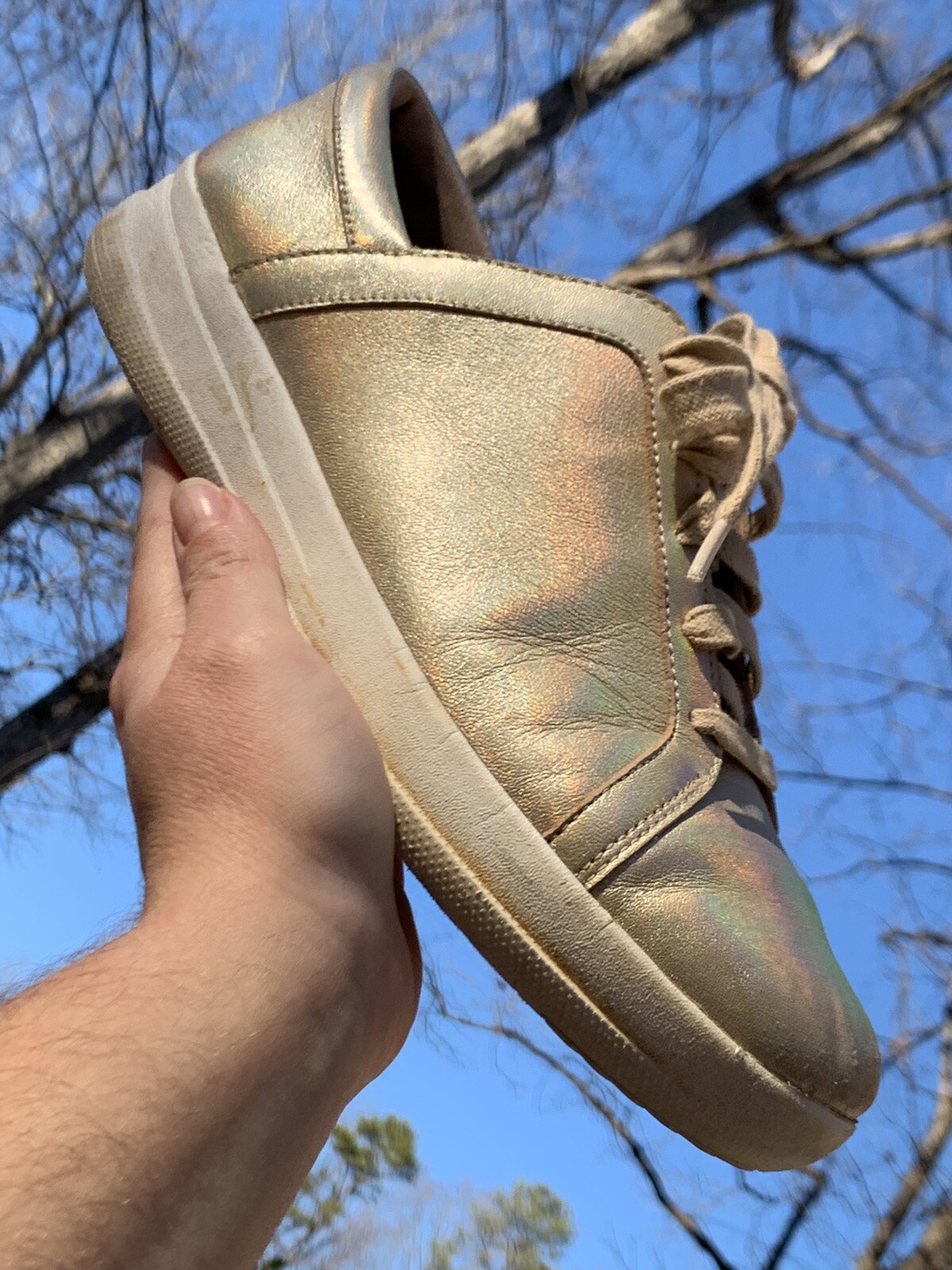 Cute Fit Flop Womens Metallic Gold Leather Sneaker La… - Gem