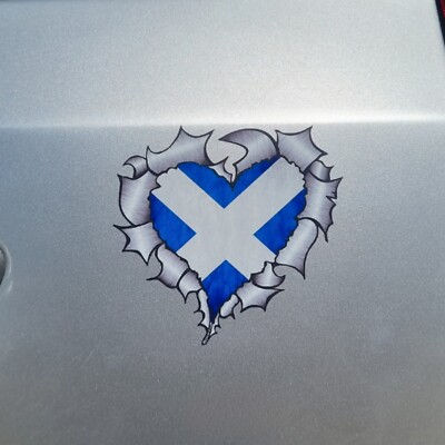 Scotland Scottish Flag Heart Ripped Metal Vinyl Sticker Decal For Car ...