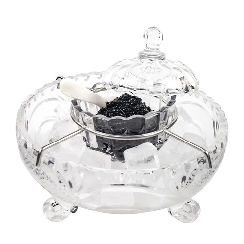 Caviar Serving Set, 1 Glass Divided Serving Bowl Set Plus 2 pcs. x ...