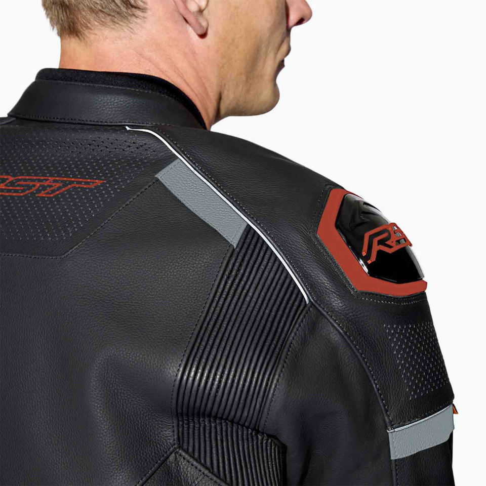 RST S1 D30 Black/Grey/Red Sport Touring Urban Leather Motorcycle Jacket ...