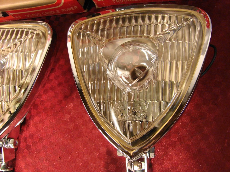VINTAGE NOS ARIS TRIANGLE TRIANGULAR CHROME FOG LIGHTS LAMPS | eBay