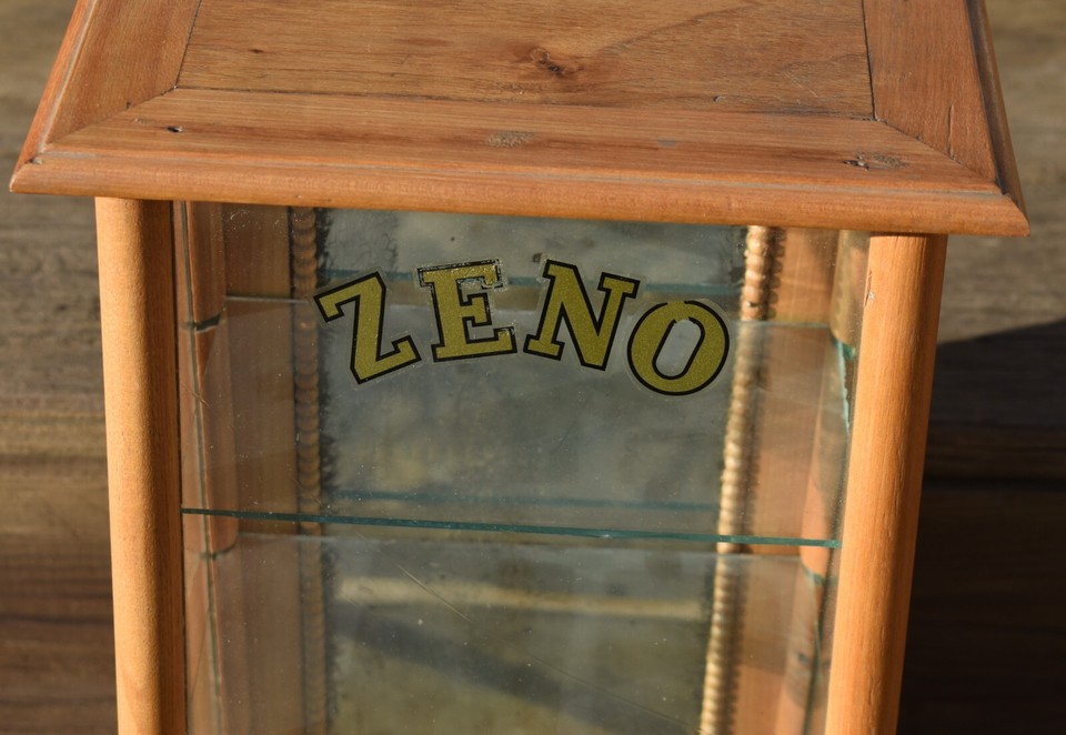Antique ZENO GUM advertising Shelf General Store Display Case Cabinet w ...