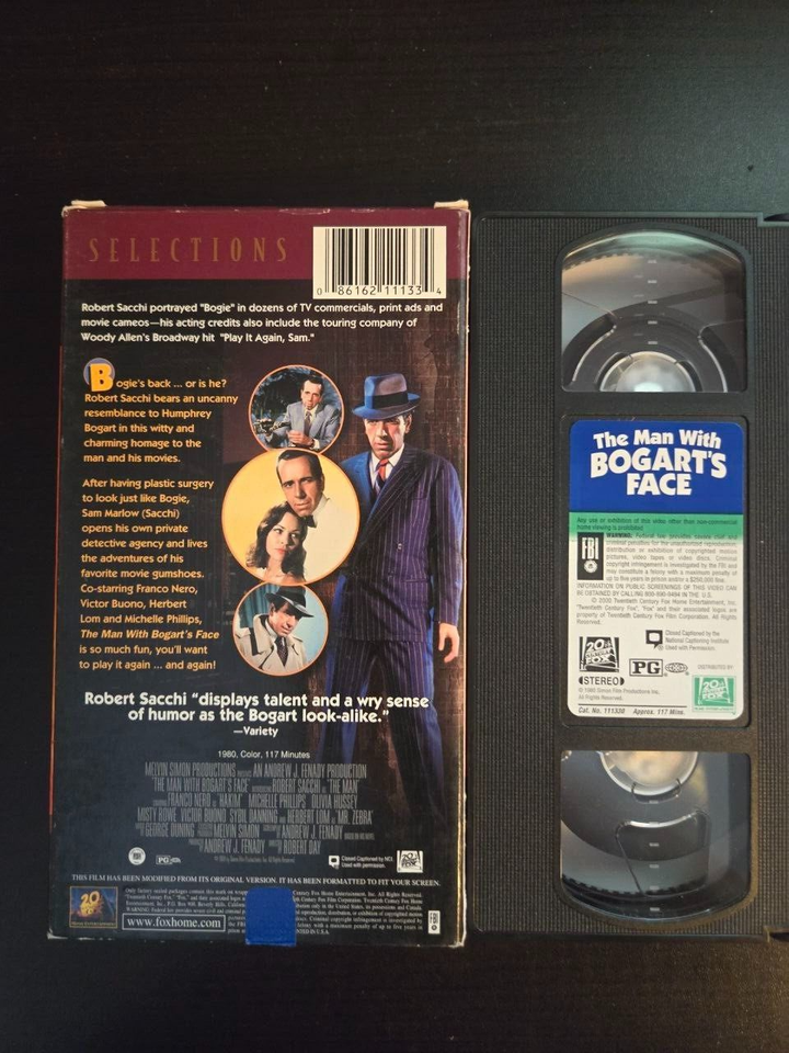 The Man With Bogart's Face 1980 VHS comedy Robert Sacchi *BUY 2 GET 1 ...