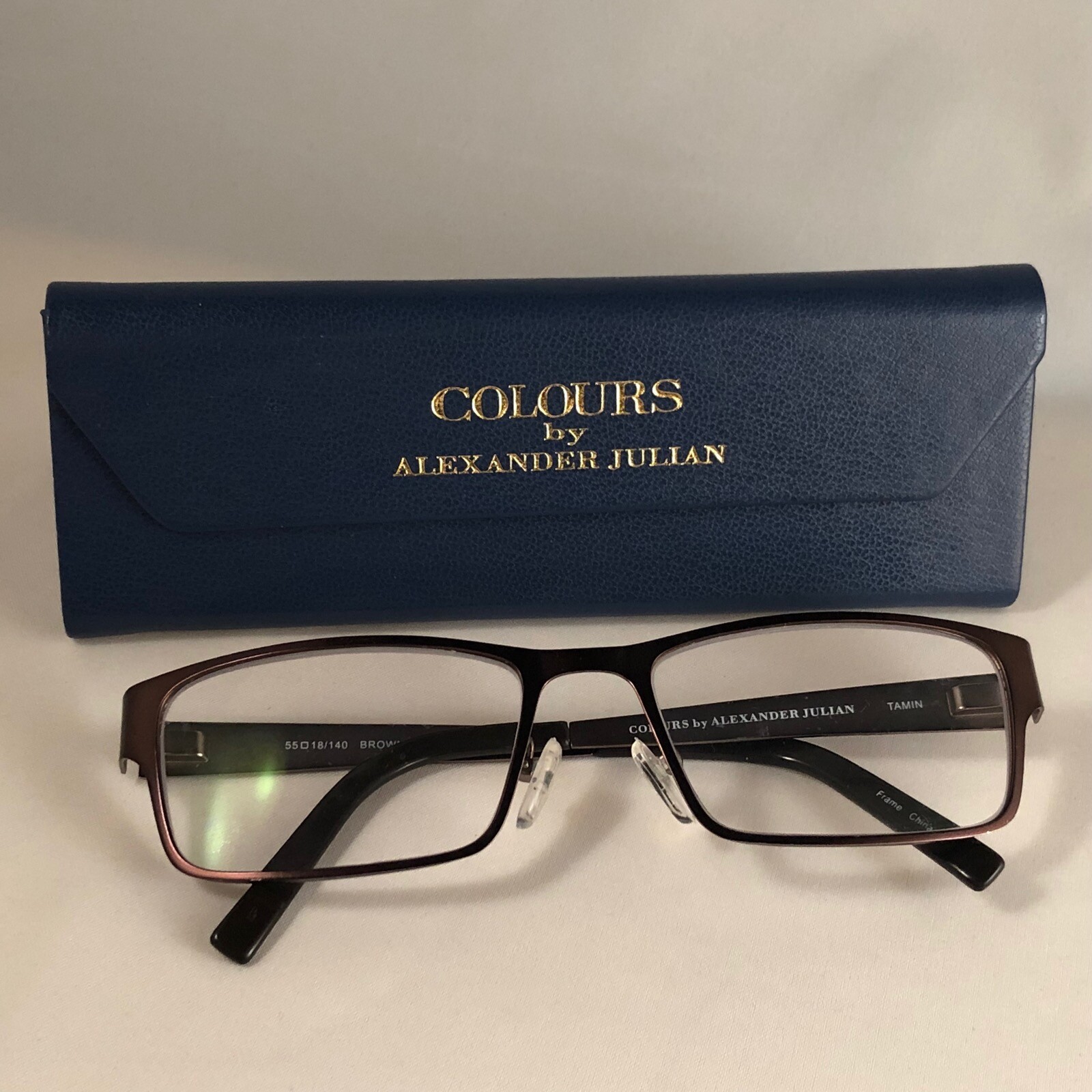 Colours Alexander Julian Tamin Eyeglass Frames Brown Metal Flex 55-18 ...